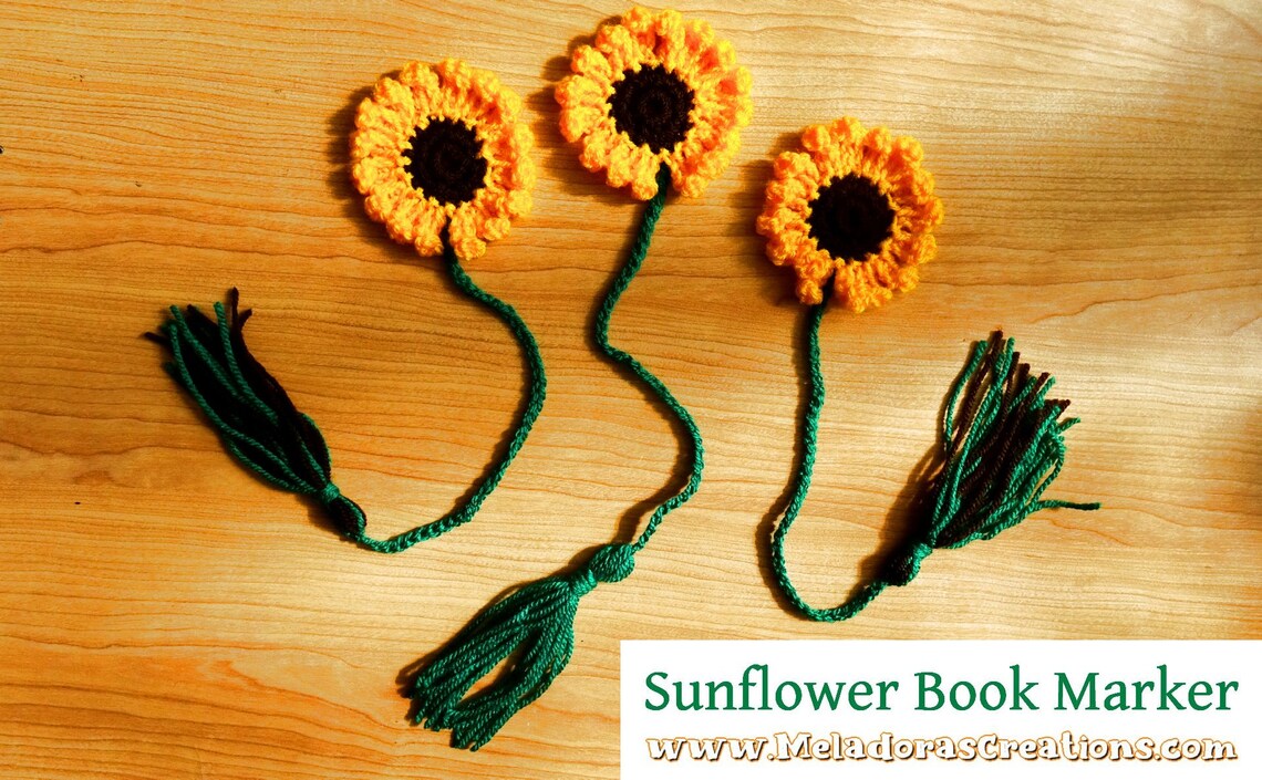 Crochet Sunflower Book Marker PDF Pattern - Etsy
