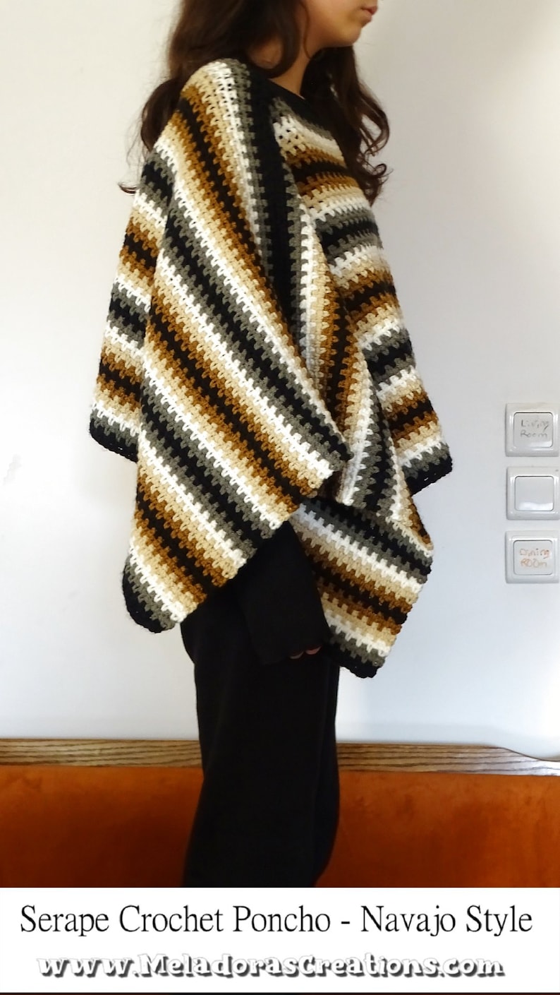 Crochet Serape Poncho Navajo Style Crochet PDF Pattern - Etsy
