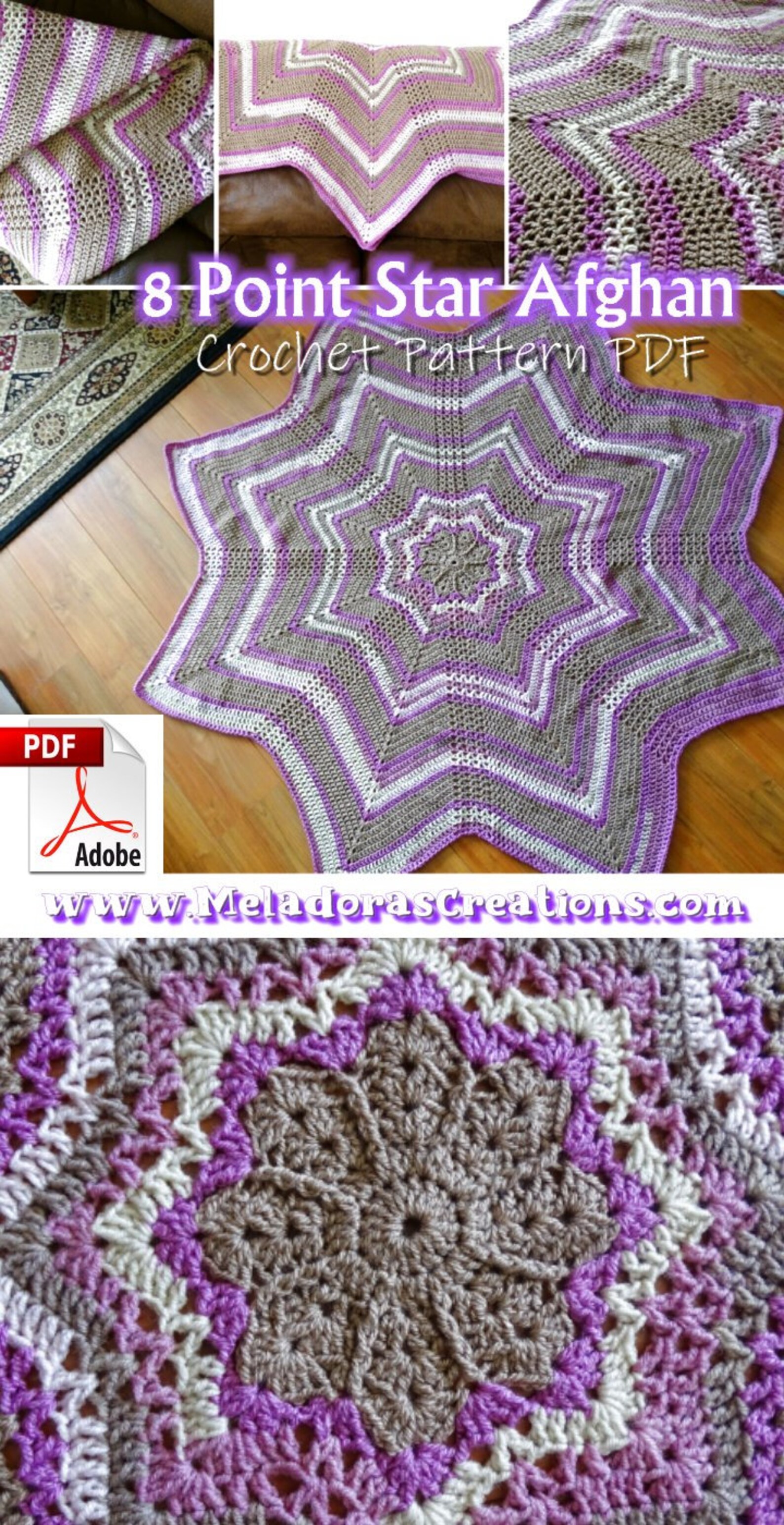 8 Point Star Crochet Afghan Pattern PDF - Etsy