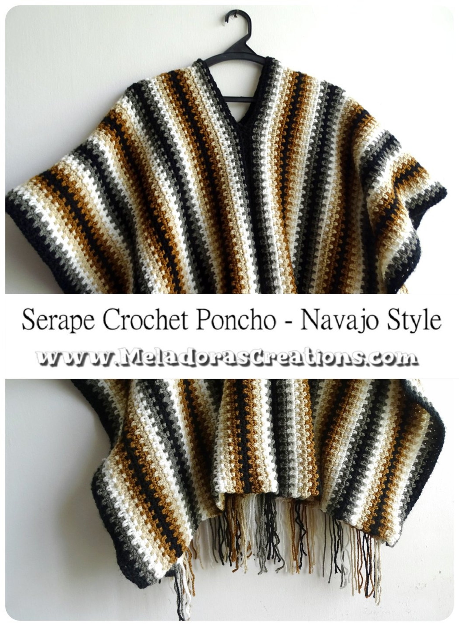 Crochet Serape Poncho Navajo Style Crochet PDF Pattern - Etsy Israel