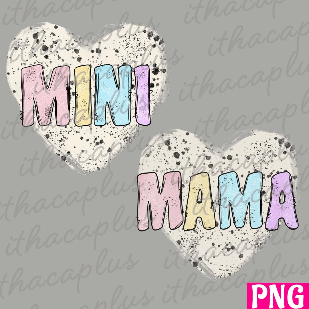 Mama Mini PNG, Retro Heart Mommy and Me Png, Distressed Retro Mini ...