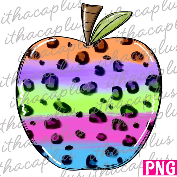 Back to School Png Leopard Apple Png Teacher Clipart Back | Etsy
