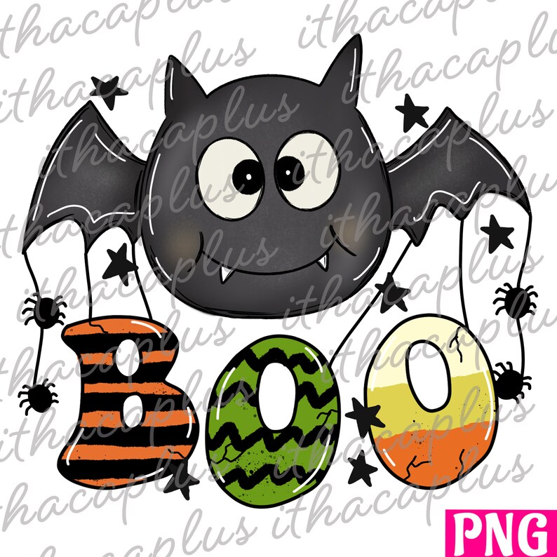 Boo Sublimation, Halloween Bat PNG, Bat Print Design, Halloween Bat ...
