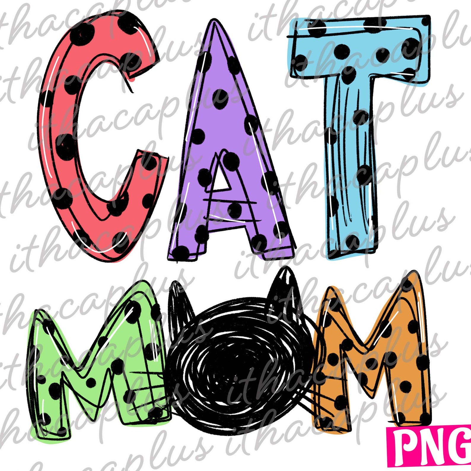 Cat Mom Png Cat Mama PNG Funny Mom Png Colorful | Etsy