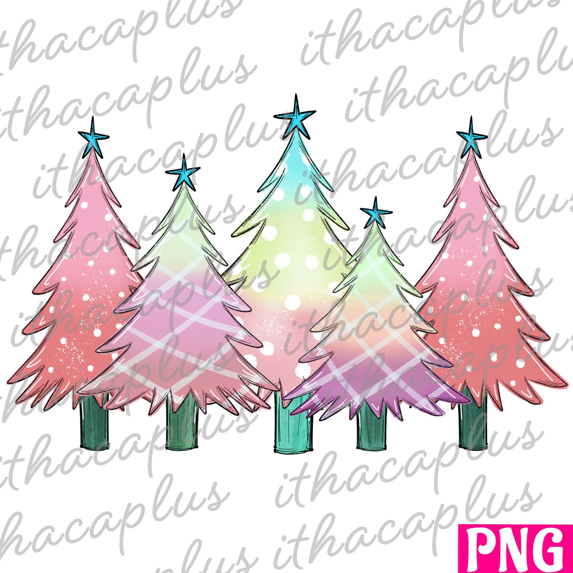 Christmas PNG Pastel Color Christmas Tree Digital Pink - Etsy