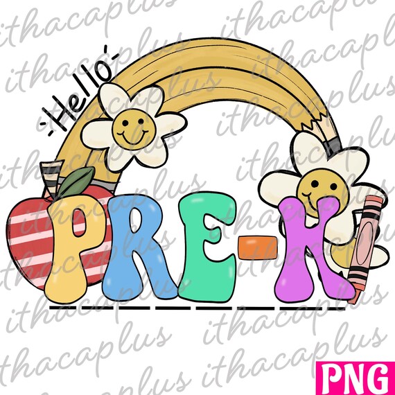 Back to School Png Hello Pre-k School Printable Sublimation - Etsy