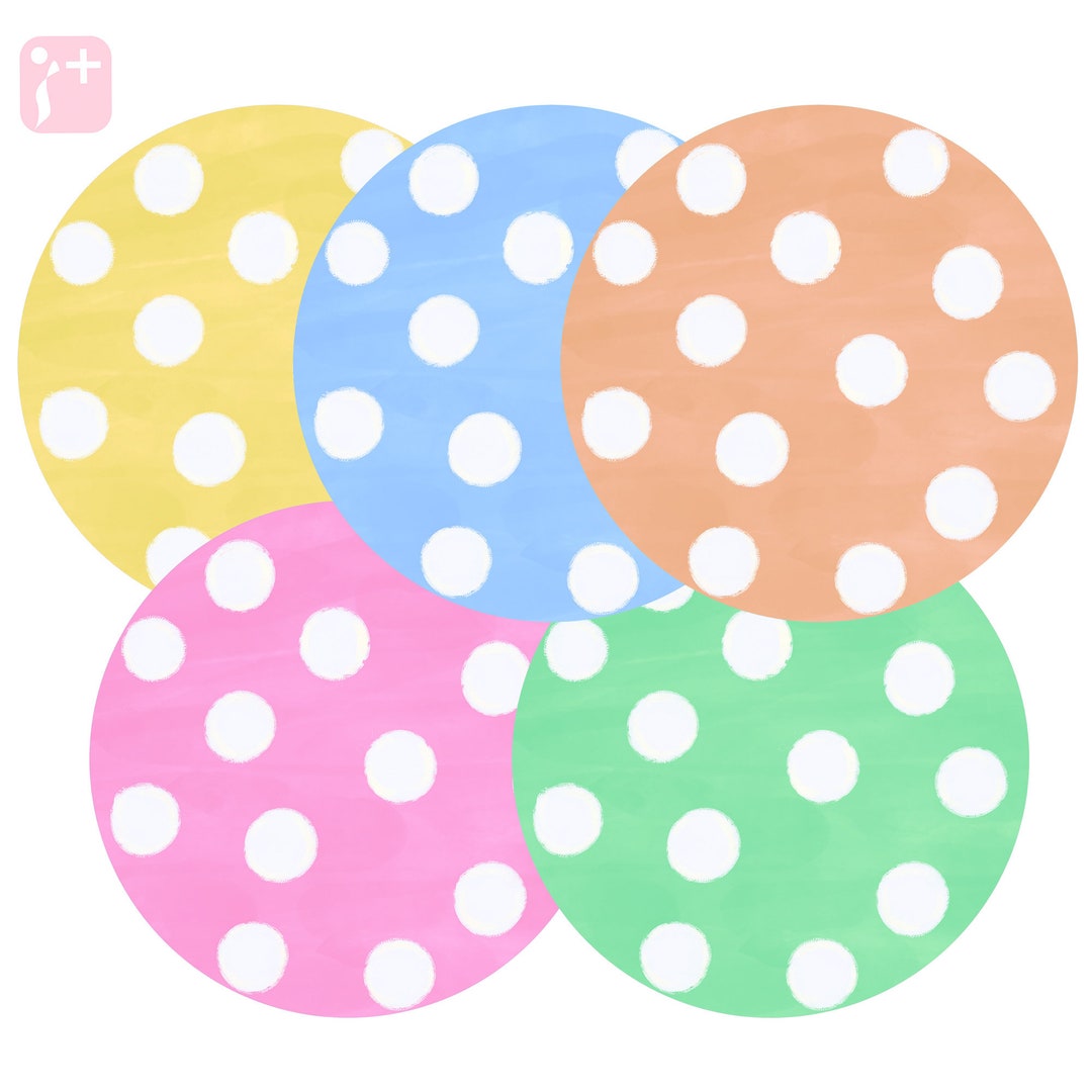 Polka Dots Circle Digital Background Set Download File, Watercolor ...