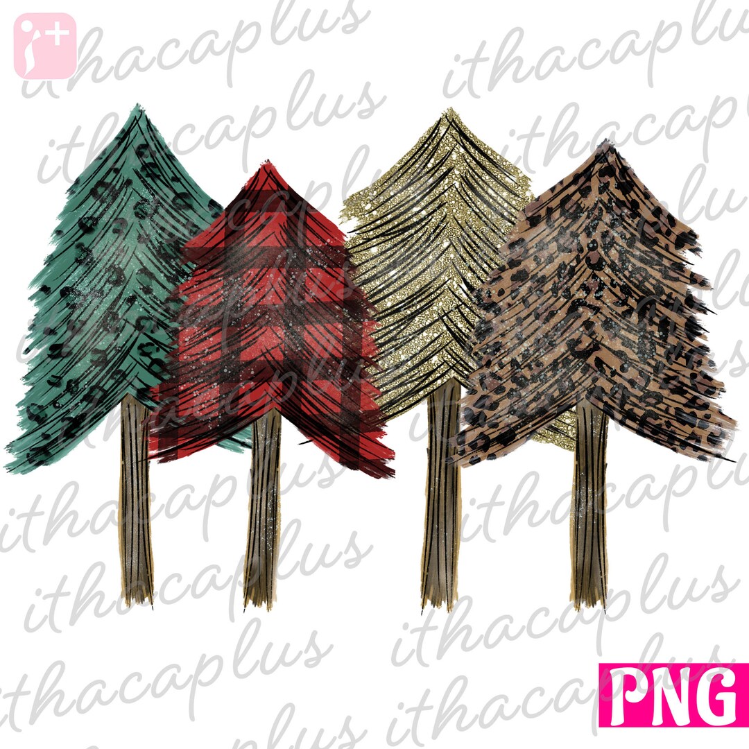 Christmas PNG Sublimation Leopard Christmas Tree Printable, Red Plaid ...