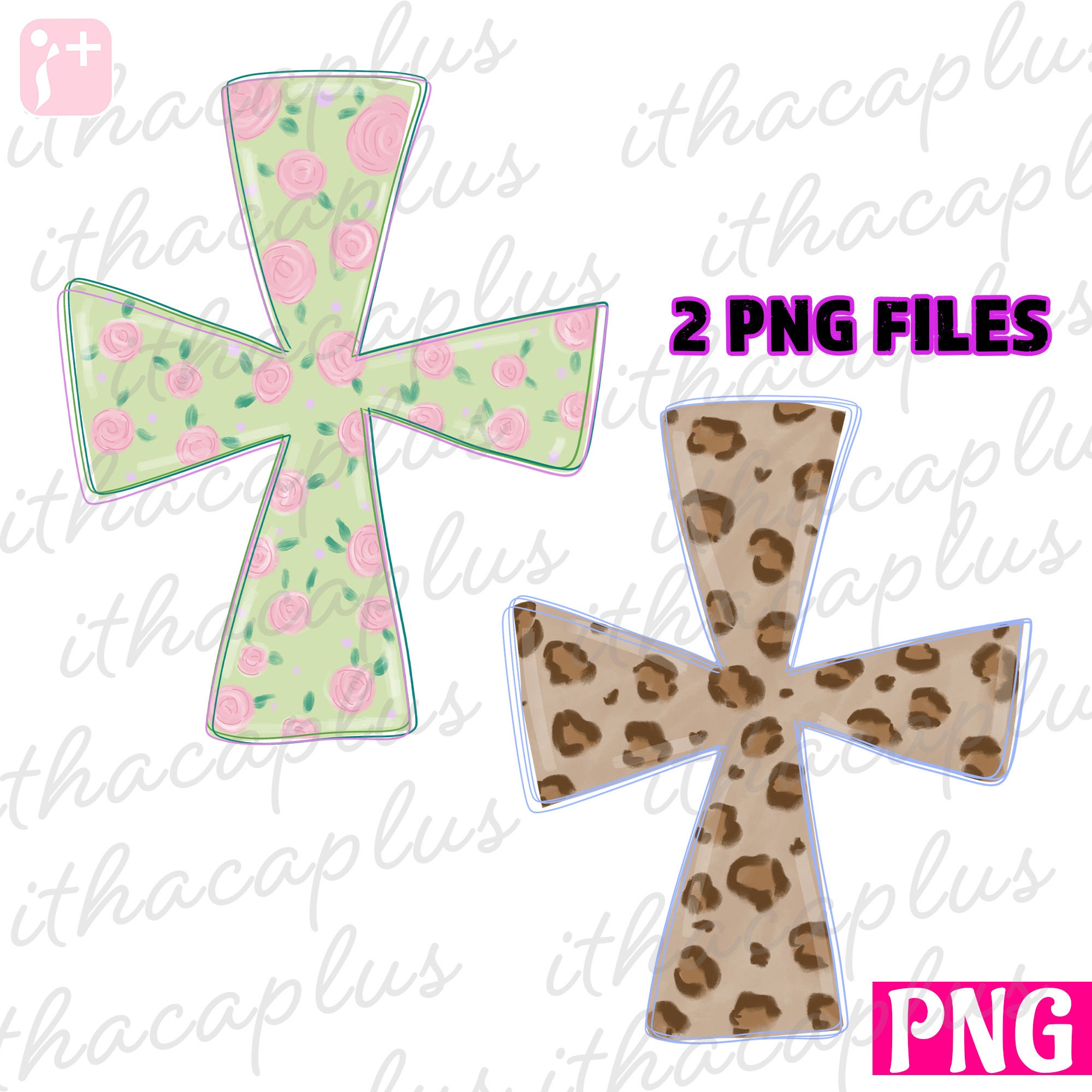 Watercolor Cross PNG cross printable Floral Cross | Etsy