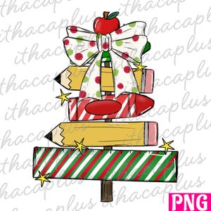 Christmas Teacher PNG , Colorful Coquette Christmas Tree Png, School ...
