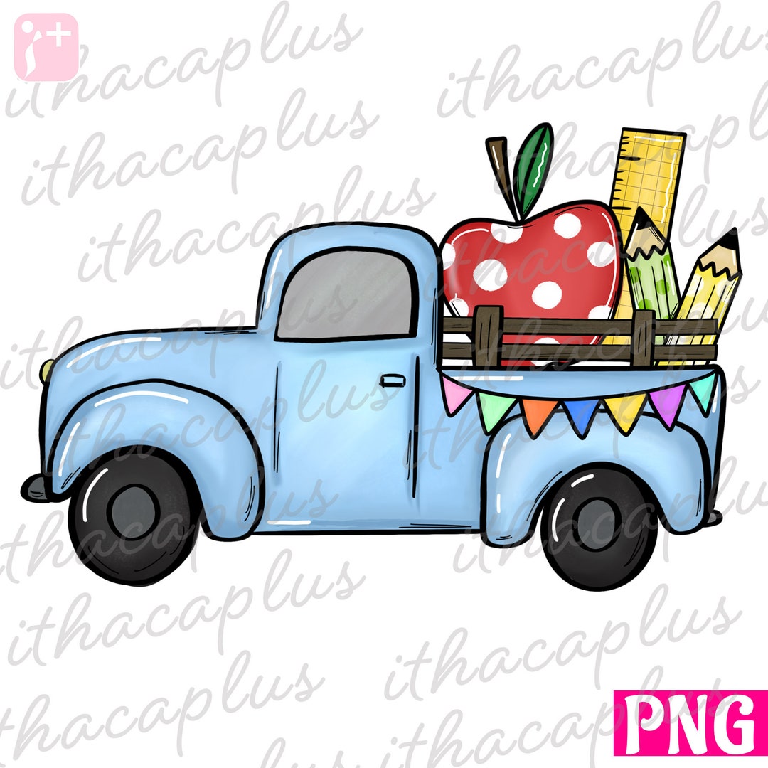 Back to School Png, Back to School Truck Png, Teacher Apple Png, School ...