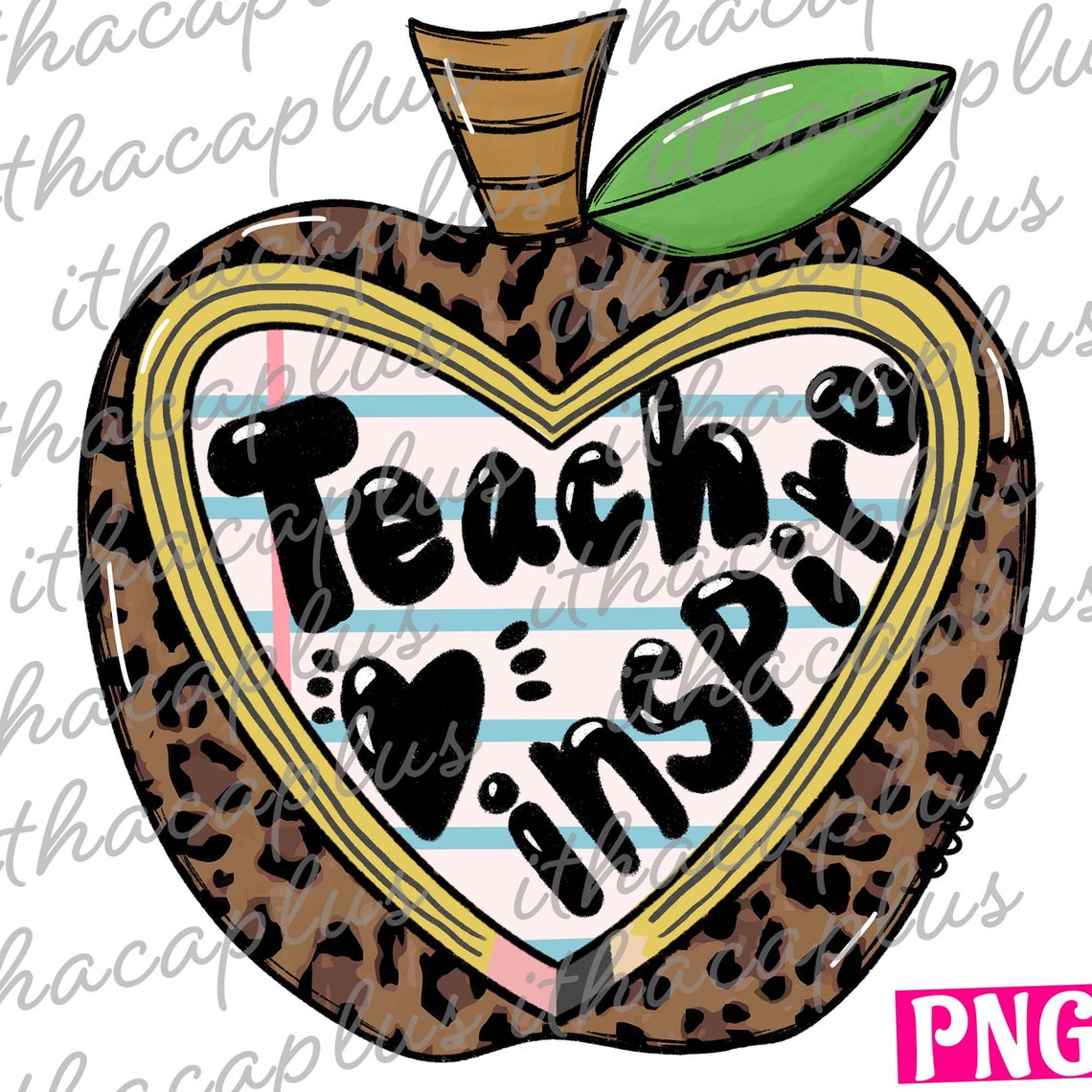 Back to School Png Leopard Apple Png Teacher Digital - Etsy