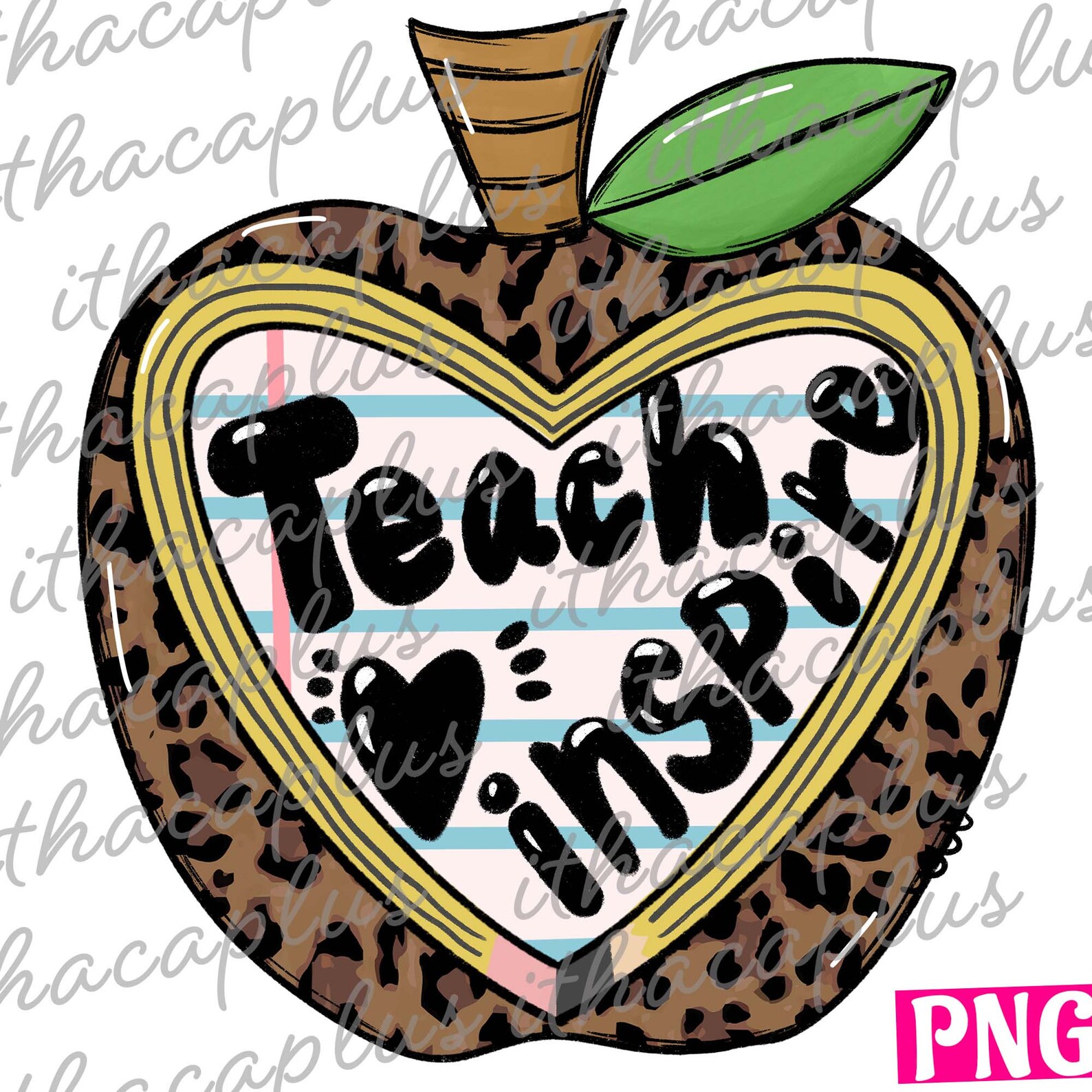 Back to School Png Leopard Apple Png Teacher Digital - Etsy