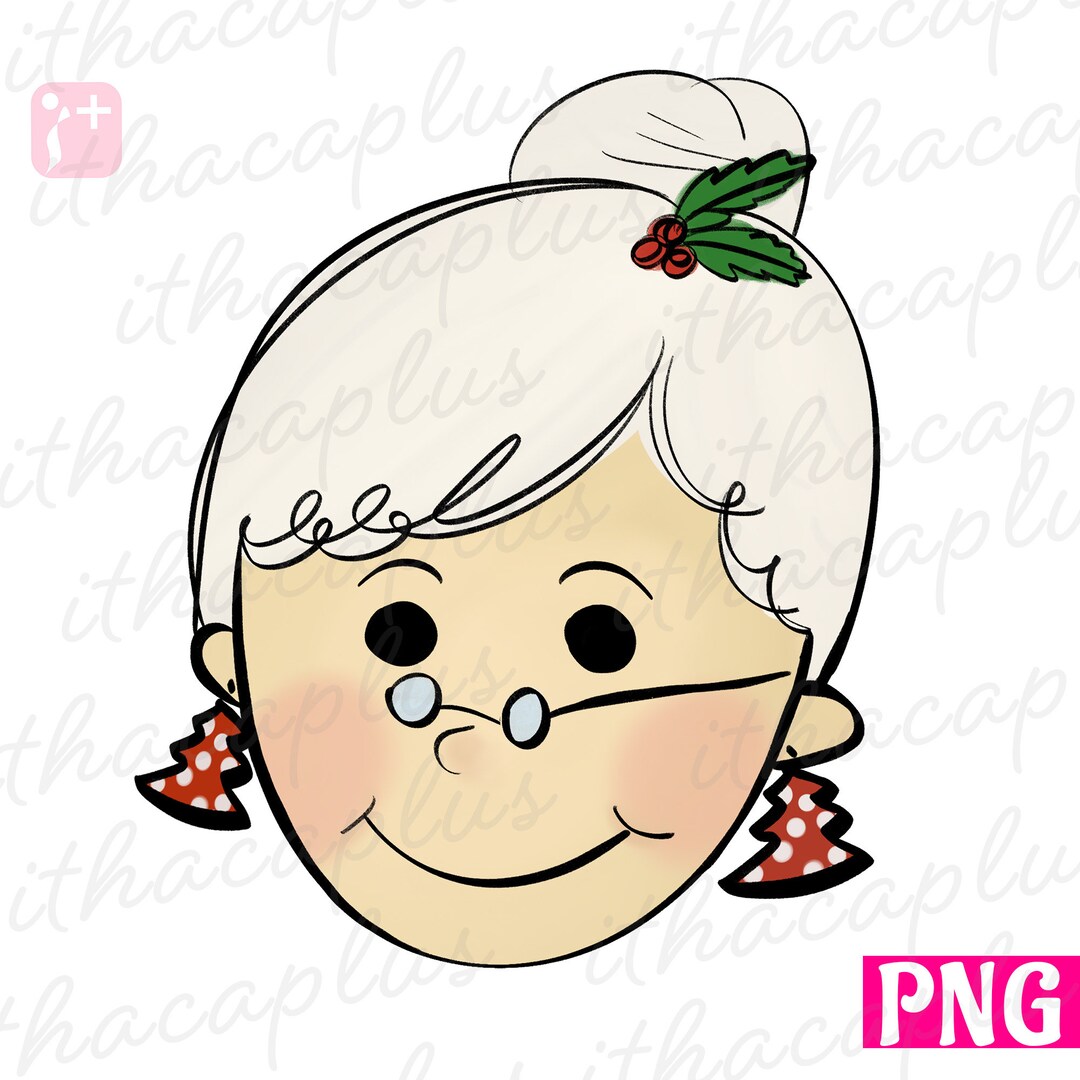 Mrs Santa Claus PNG Files - Santa Clipart | Santa Face Digital Download ...