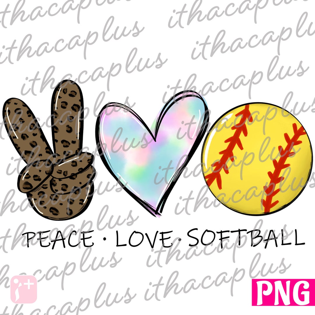 Peace Love Softball Png, Watercolor Softball Sublimation, Softball ...