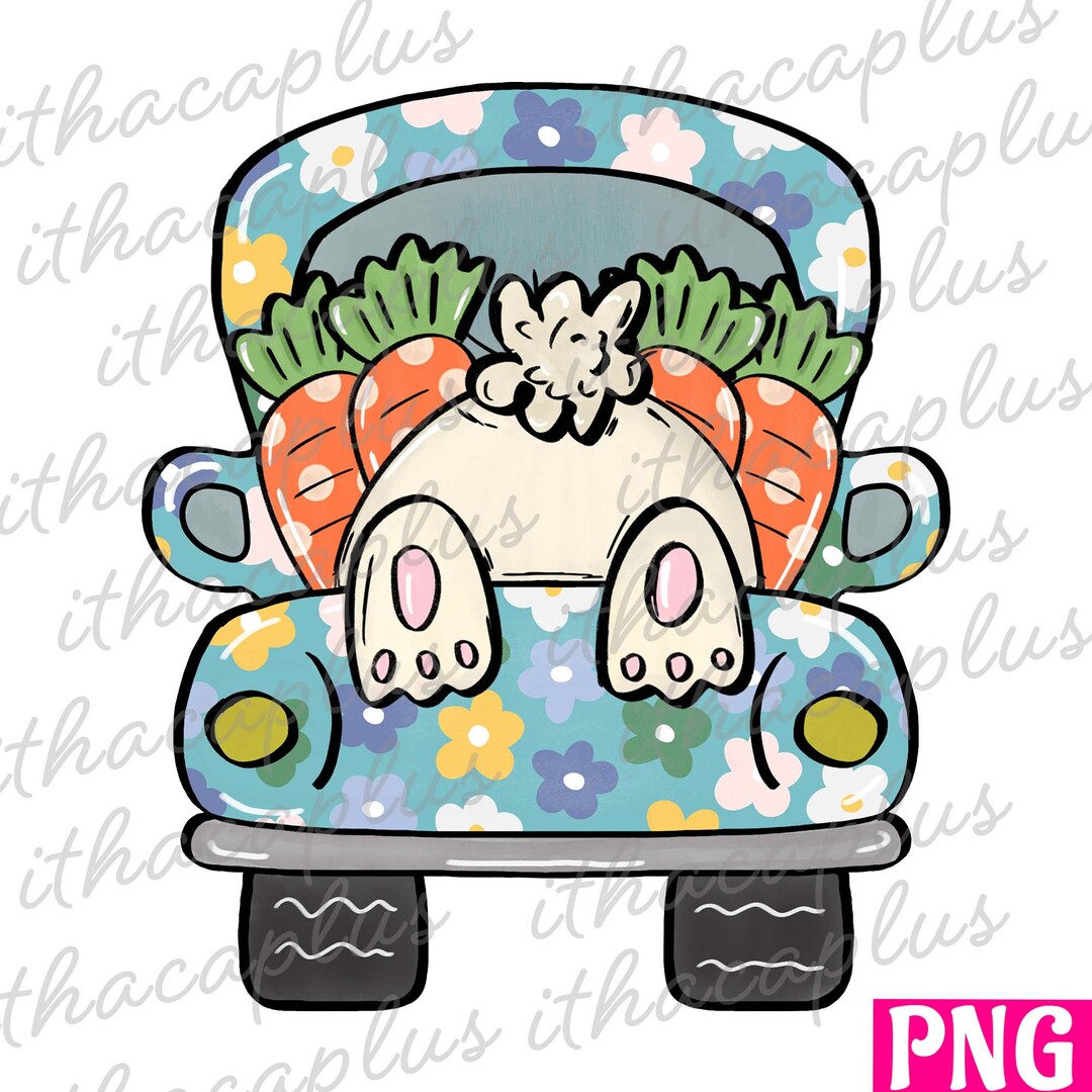 Flower Easter Truck PNG, Easter Bunny Sublimation, Bunny Clipart ...