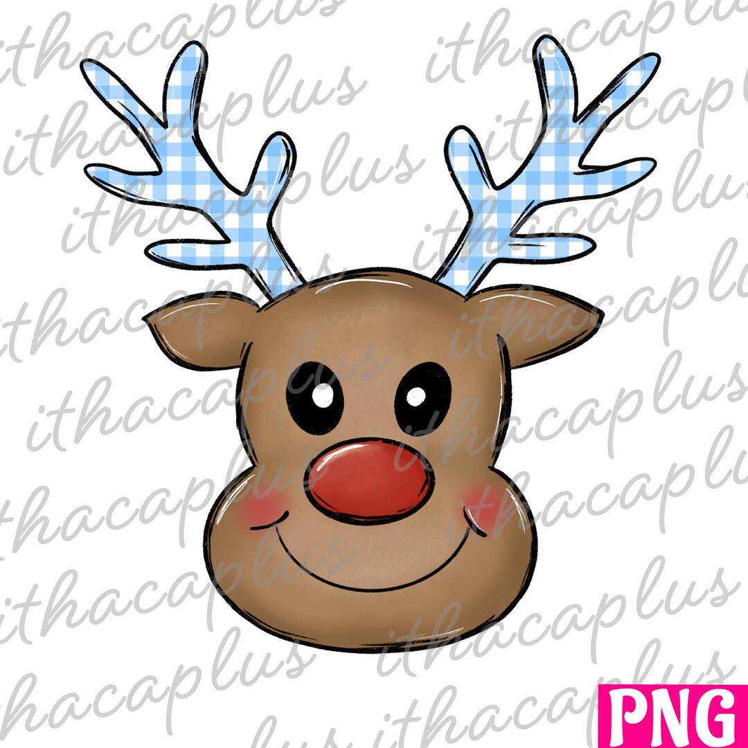 Christmas Png, Blue Plaid Reindeer Rudolph Sublimation, Boy Christmas ...