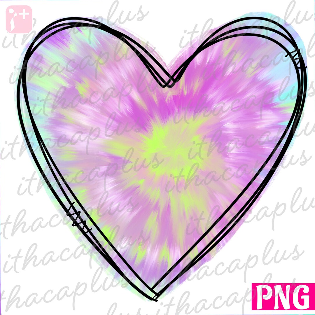 Tie Dye Heart Printable, Tie Dye Heart Sublimation, Heart Shape Digital ...