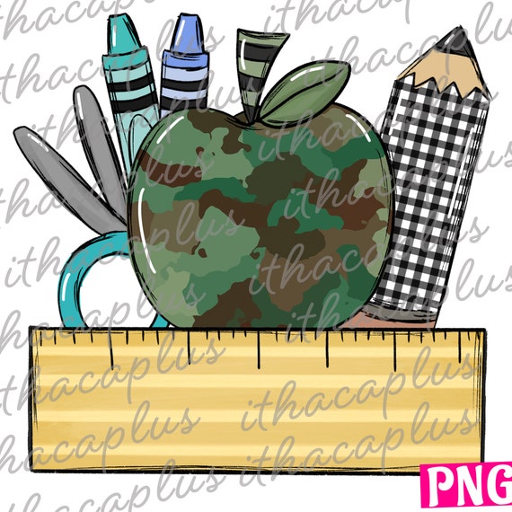 Back to School Png Camo Apple Png Teacher Clipart Plaid - Etsy