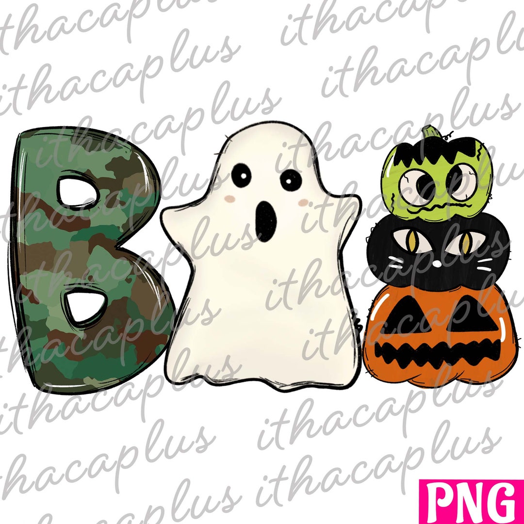 Halloween BOO Png Boy, Halloween Spooky Sublimation, Camo Boo Ghost ...