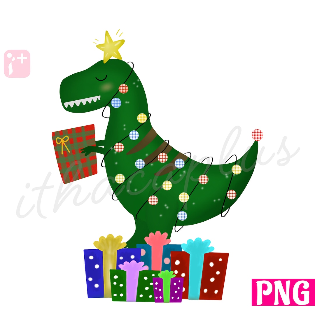Christmas Dinosaur PNG Files for Sublimation Christmas T-REX Clipart ...