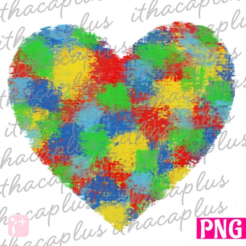 Autism Awareness Heart Design Digital Download Png. - Etsy