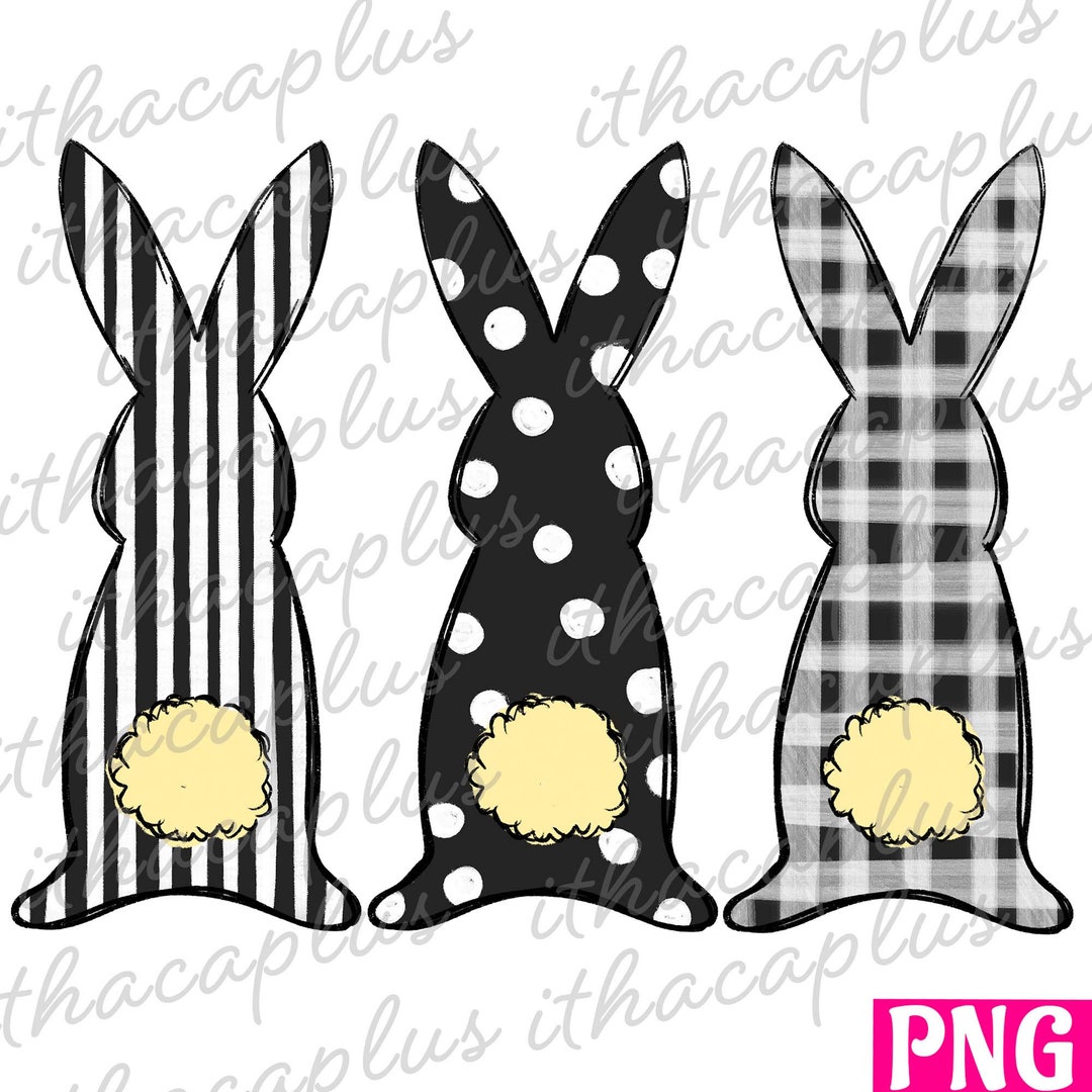 Easter Png, Black Plaid Polka Dot Easter Bunny PNG, Sublimation, Happy ...