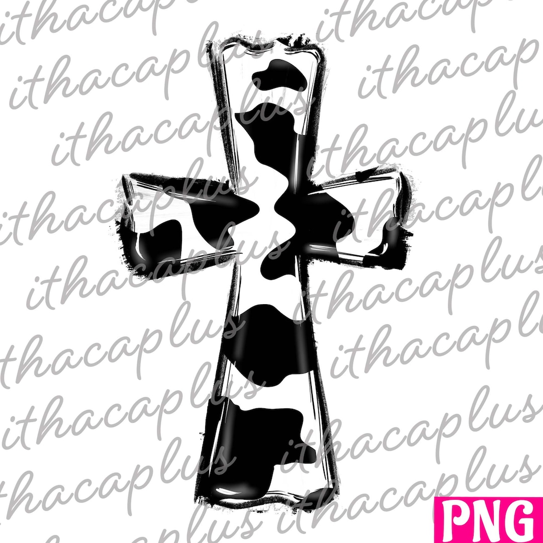 Cow Print PNG, Cowhide Cross Printable, Western Cross Sublimation ...