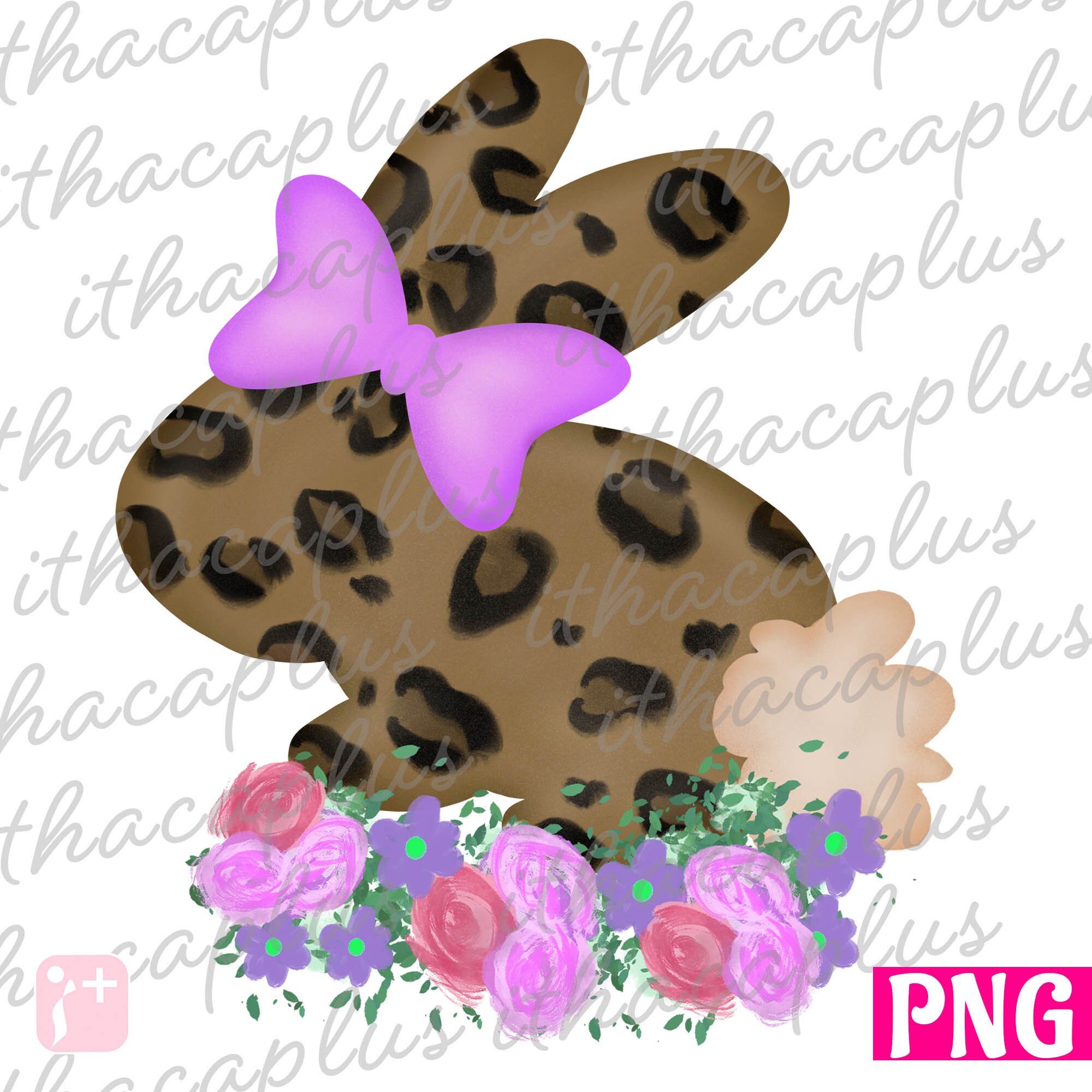 Leopard Bunny Sublimation Easter Png Bunny Clipart Floral | Etsy