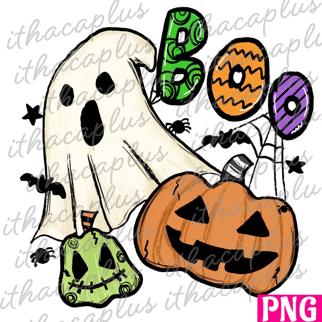 Halloween Boo Png, Halloween Ghost Bat Pumpkin PNG Sublimation, Spooky ...