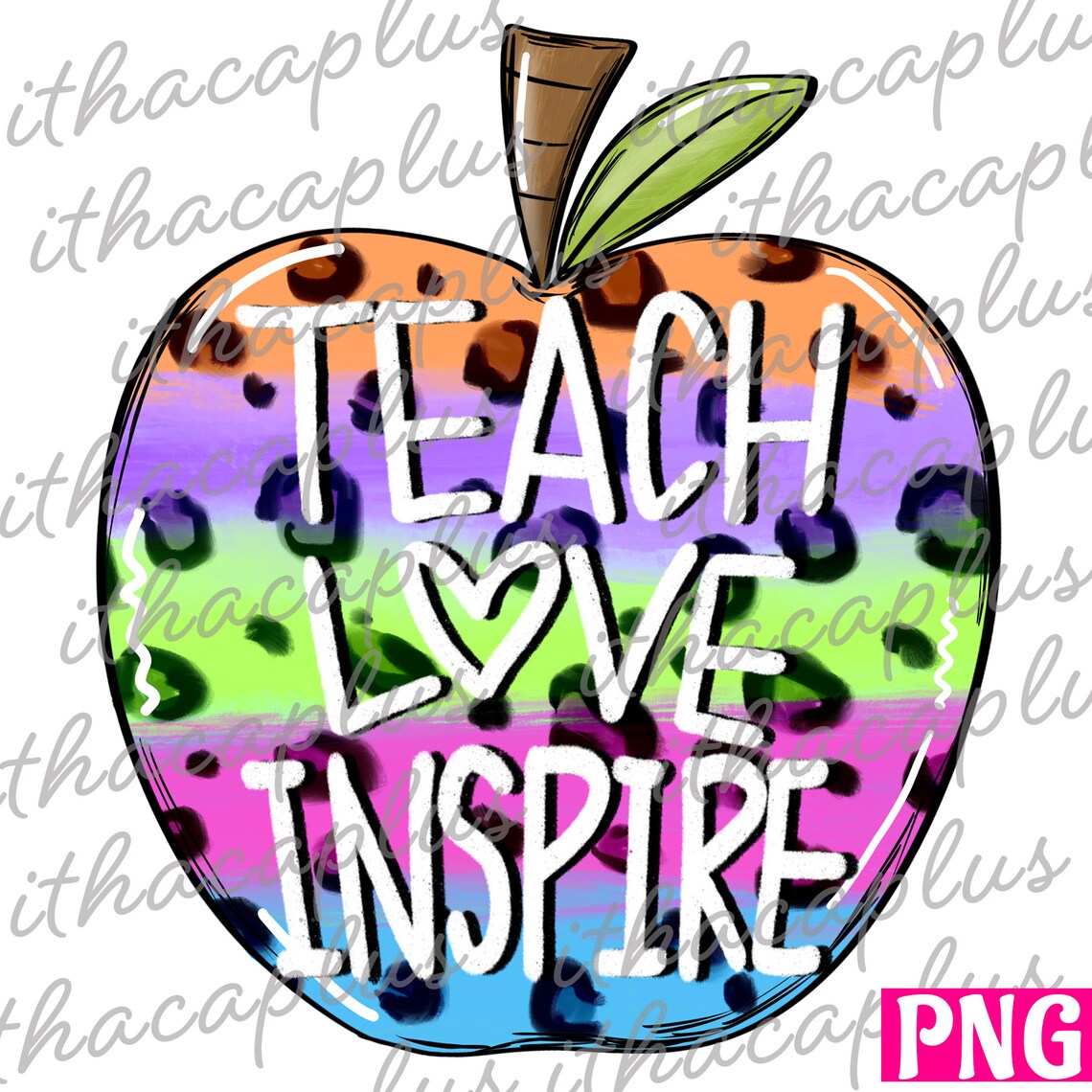 Back to School Png Colorful Leopard Apple Png Teacher - Etsy