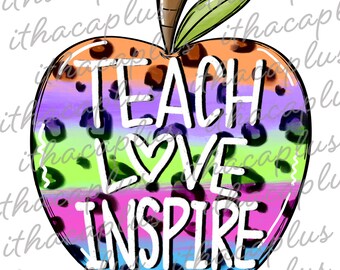 Back to School Png Leopard Apple Png Teacher Clipart School | Etsy