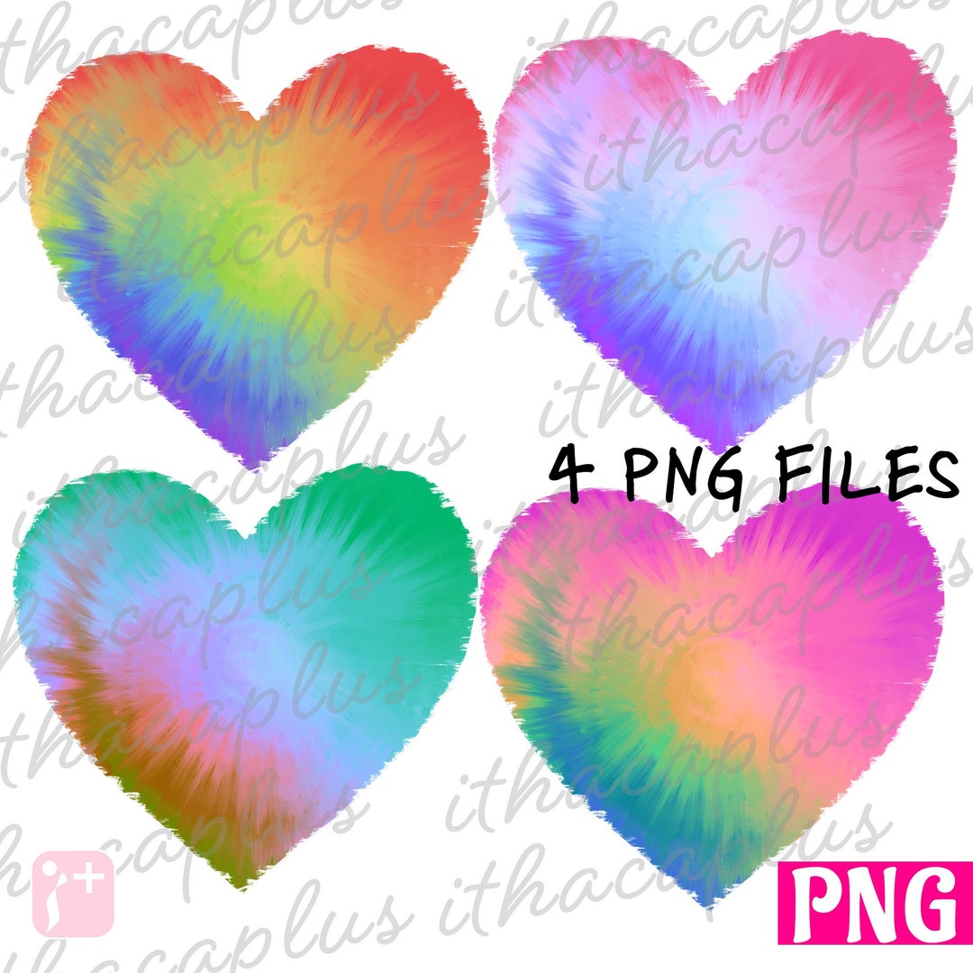 Valentines Day Tie Dye Png Sublimation, Watercolor Heart Shape ...