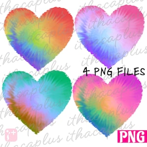 Valentines Day Tie Dye Png Sublimation, Watercolor Heart Shape ...