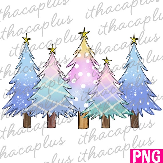Christmas PNG Pastel Color Christmas Tree Digital Colorful - Etsy