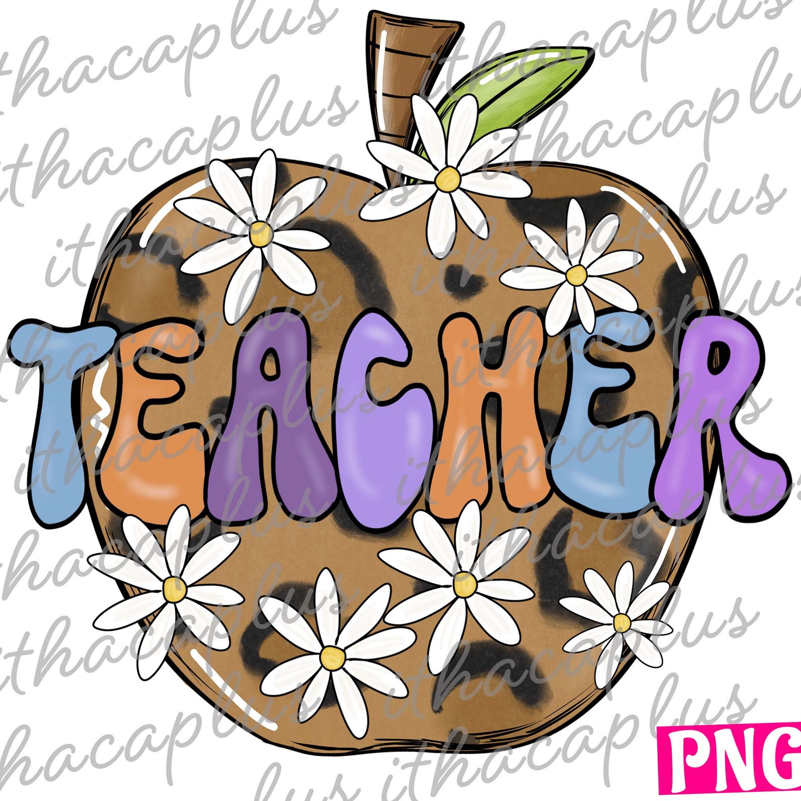 Back to School Png Leopard Apple Png Teacher Sublimation - Etsy
