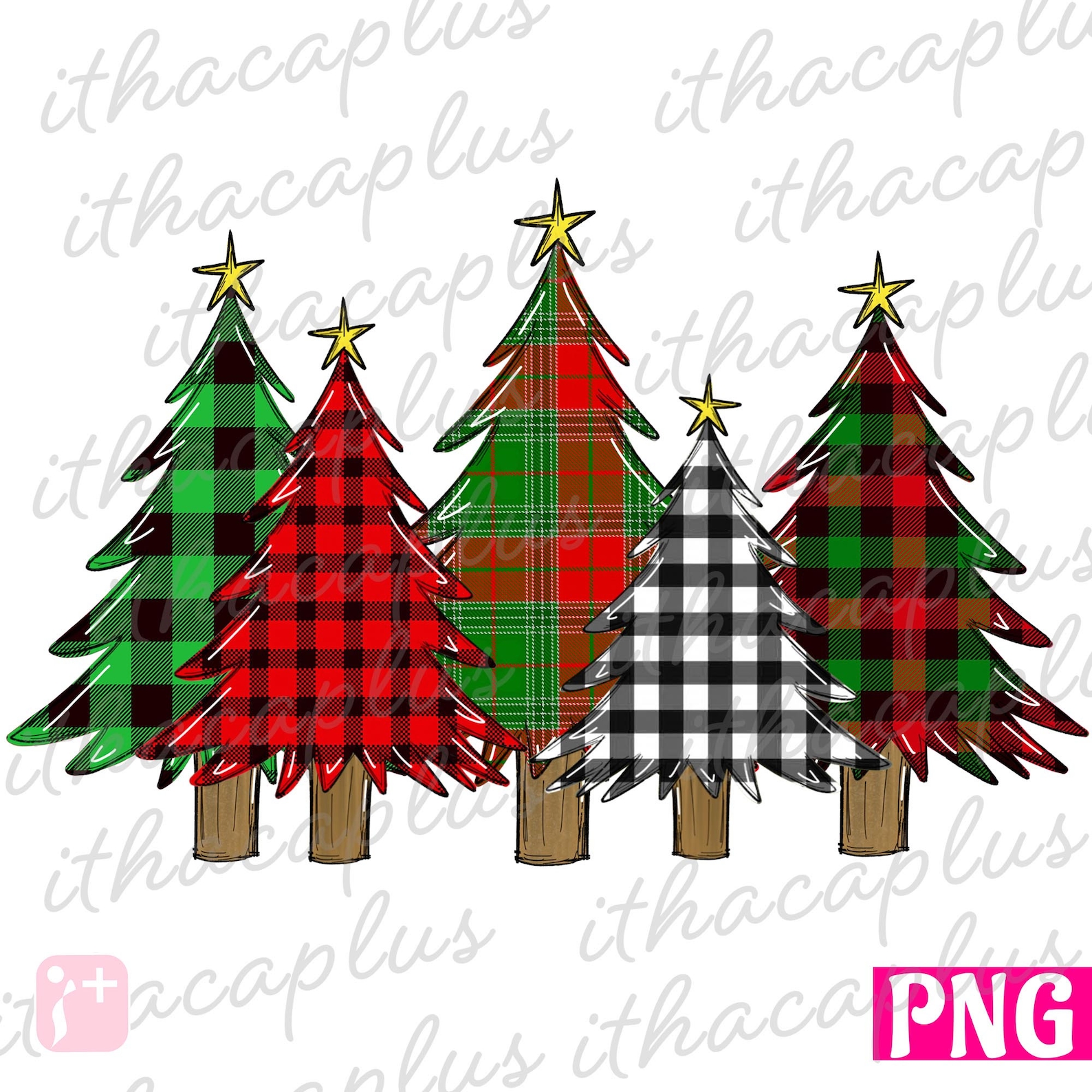 Christmas Tree PNG Buffalo Plaid Christmas Tree Digital Red | Etsy