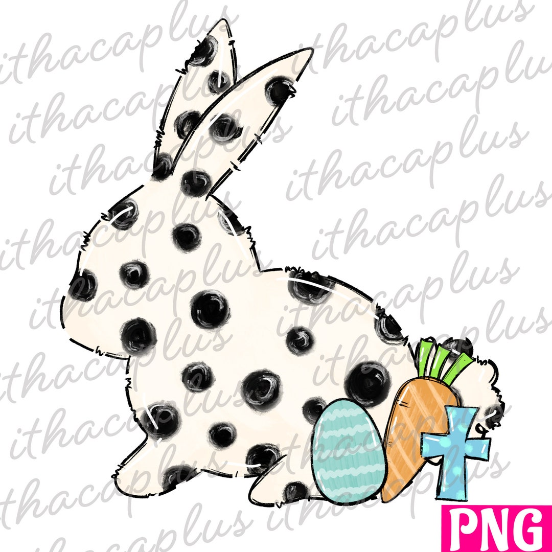 Easter Png, Bunny PNG, Black Polk Dot Bunny Sublimation, Easter Bunny ...