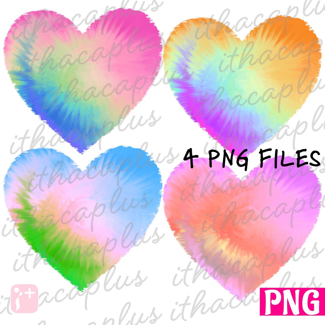 Valentines Day Tie Dye Png Sublimation, Watercolor Heart Shape ...