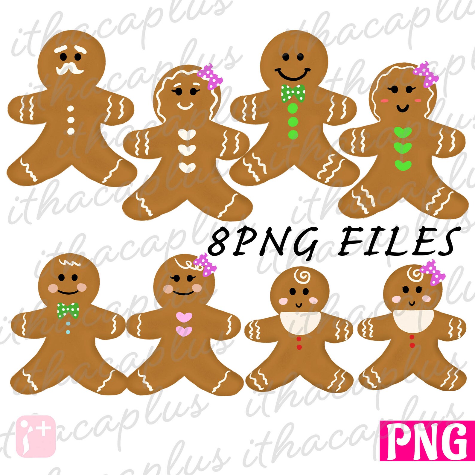 Christmas PNG Sublimation Gingerbread Man Family Set Digital - Etsy