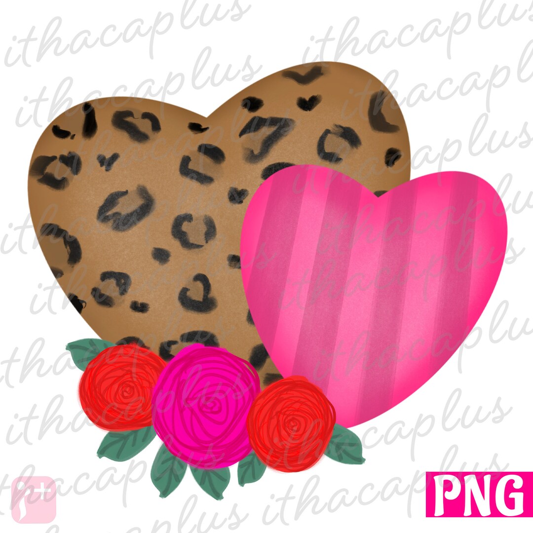Valentines Hearts Sublimation, Leopard Valentine Hearts Png, Cute Heart ...