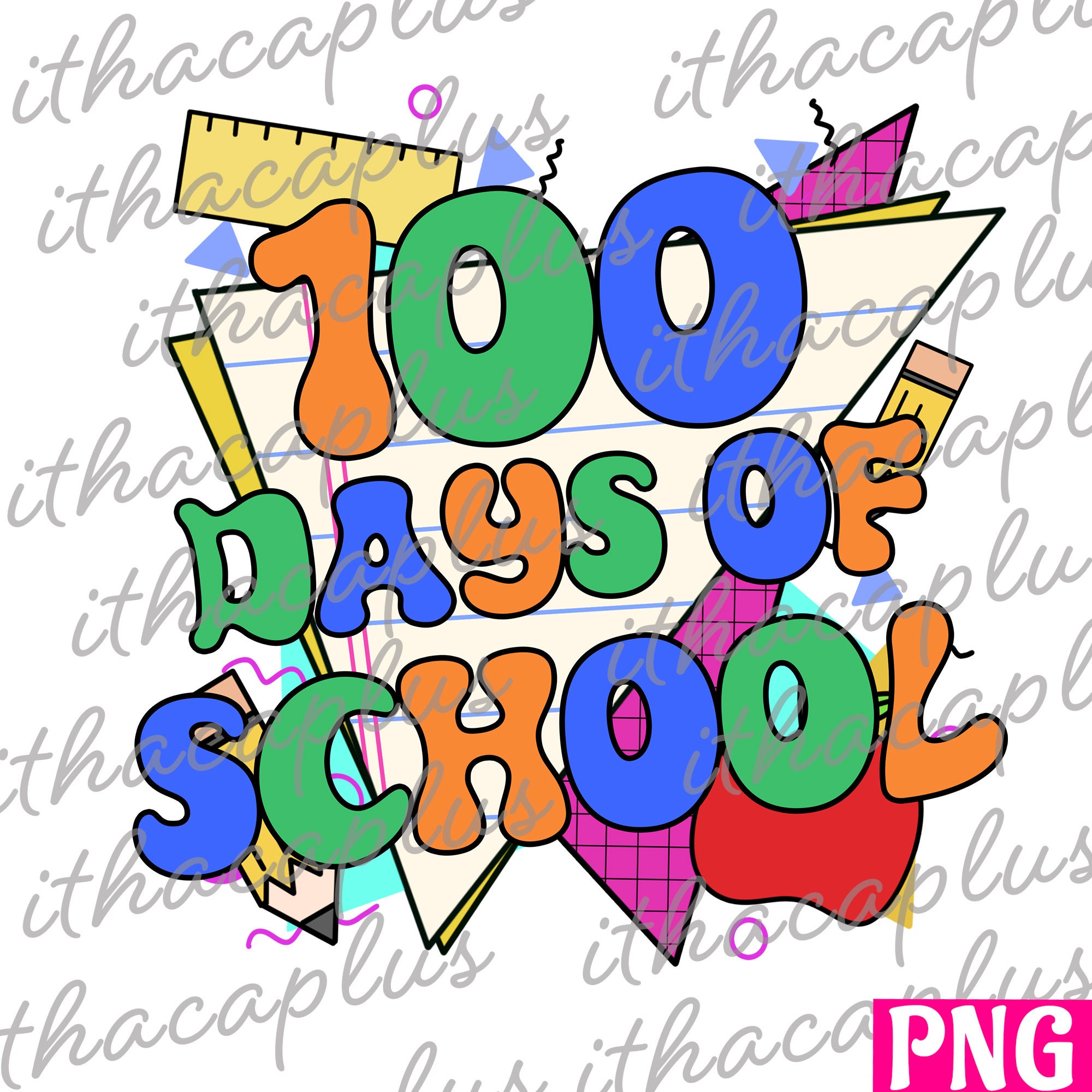 Retro 100 Days of School Png, School Sublimation, Happy 100th Day of ...
