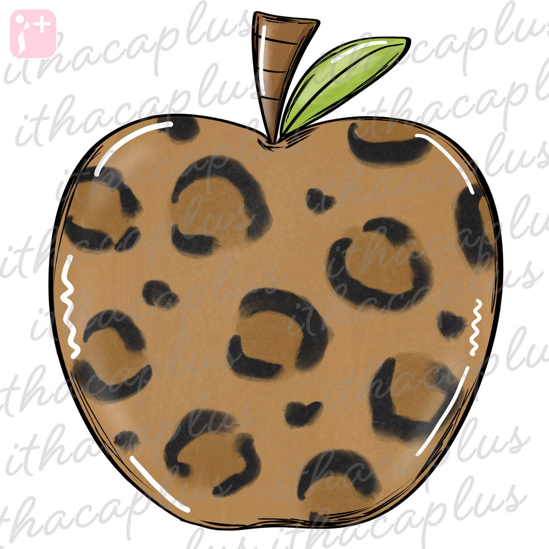 Back to School Png, Leopard Apple Png, Teacher Clipart, Back to School ...