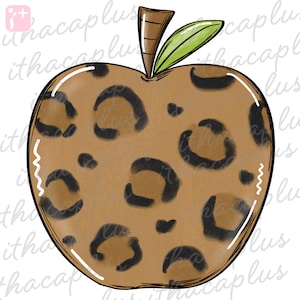 Back to School Png Leopard Apple Png Teacher Clipart Back | Etsy