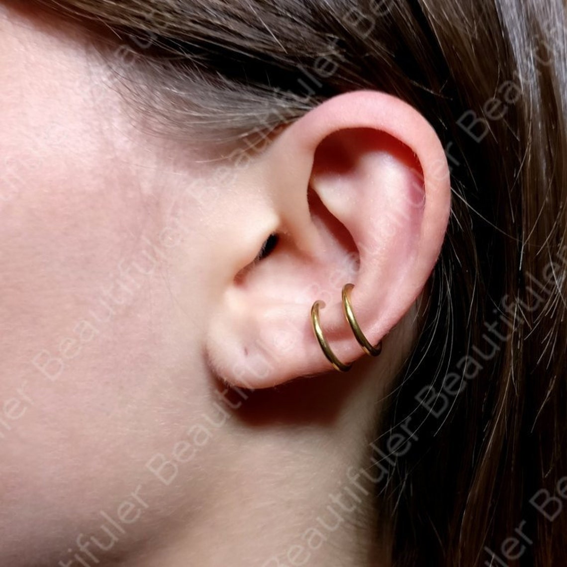 Fake Double Conch Gold Piercing Surgical Steel Clip on Conch - Etsy