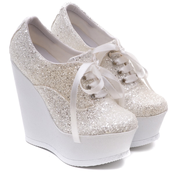 White High Heel Wedges - Etsy