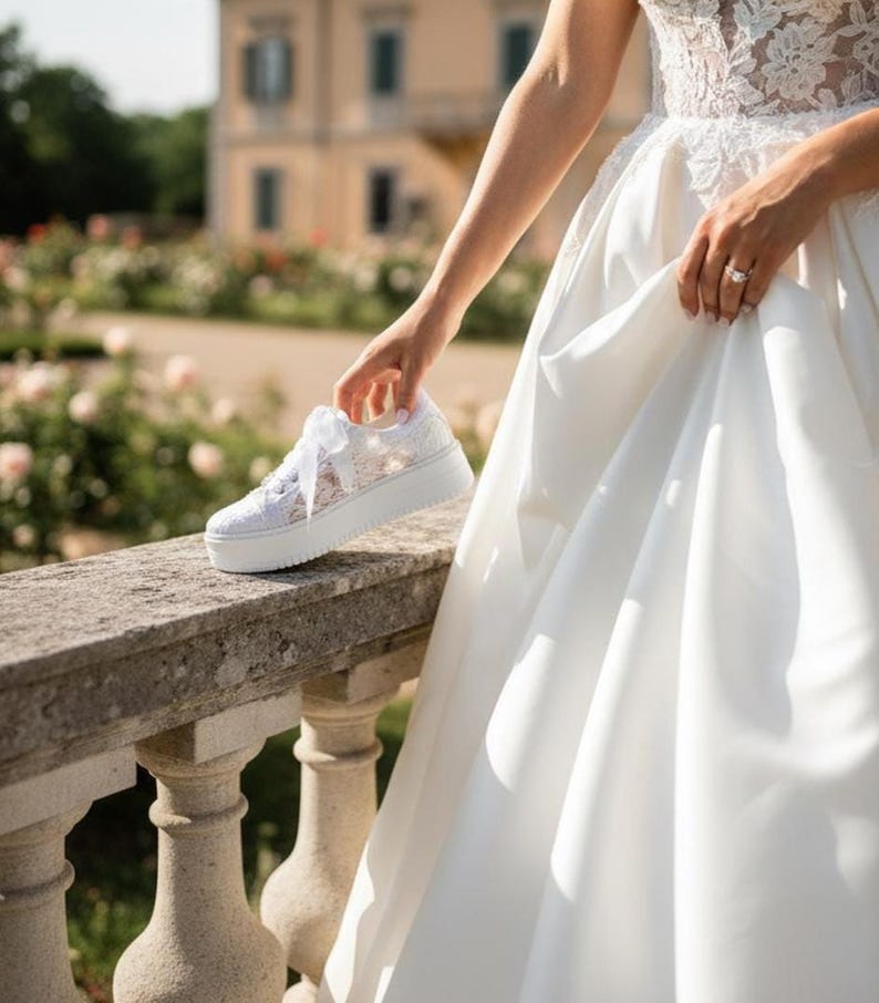 Wedding Bridal Gown Shoes, Lace-up Comfortable Weddings, Custom Options ...