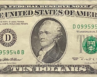 1988A Vintage 10 Dollar Bill - Etsy