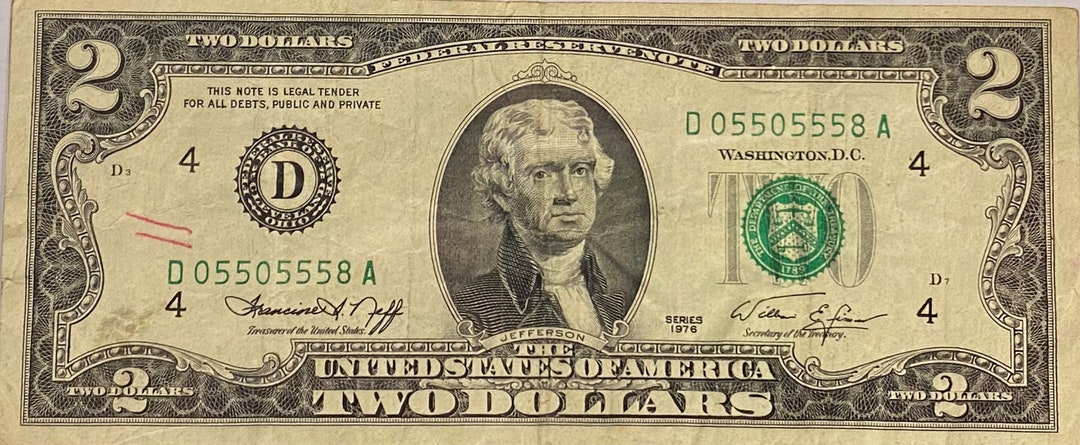 1976 Trinary 2 Dollar Bill - Etsy