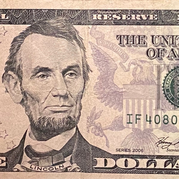 Number 5 on 20 Dollar Bill - Etsy